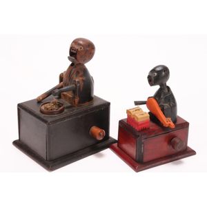 Japanese Meiji/Taisho Kobe automaton toys: Musician and Food Figure ...
