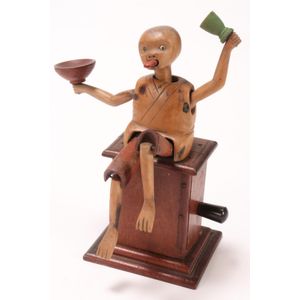 Meiji Period Kobe Automaton Toy: Seated Figure Drinking Sake ...