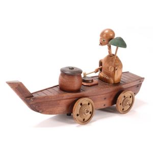 Meiji Kobe Automaton Toy: Musician in Boat with Snake - Clockwork ...