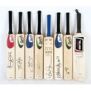 Signed Miniature Bats and Wisden Stamp Sheetlets with Signatures ...