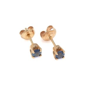 14ct Gold Sapphire Stud Earrings with Round Cut Stones - Earrings ...