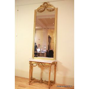 Louis XVI Style Gold Console Table with Mirror - Mirrors - Overmantlel ...
