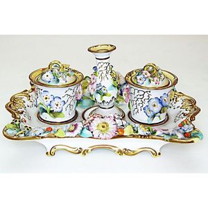 Flower-Encrusted Minton Desk Set, Circa 1830 - Minton - Ceramics