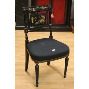 Fine Antique Chinoiserie decorated side chair, turned fluted leg ...