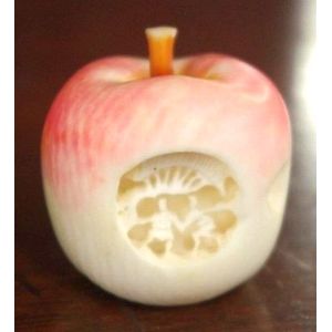 Miniature Ivory Japanese Carved Apple - Ivory - Oriental