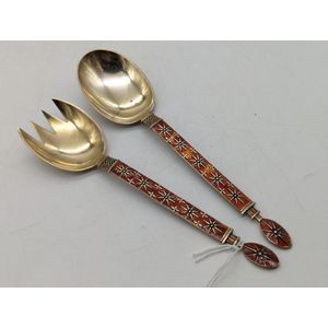 Norwegian Enamel Silverware Set by J. Trostrup - Flatware/Cutlery and ...