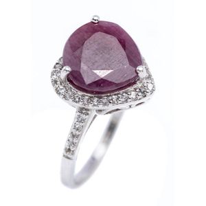 Heart-shaped Ruby & Topaz Ring with White Topaz Accents - Rings - Jewellery