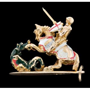 Enamel St George and Dragon Charm in 9ct Gold - Zother - Jewellery