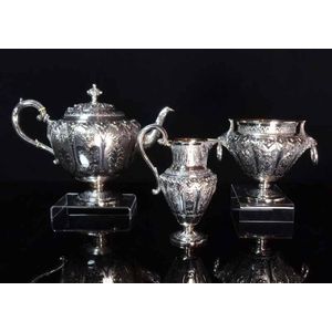 Victorian Scottish Silver Tea Set with Engraved Floral Design - Tea ...
