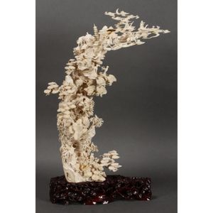 Carved Chinese ivory tusks and ivory tusk bridges - price guide and values
