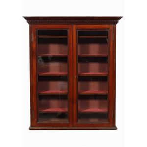 Mahogany Wall Mount Display Cabinet with Red Velvet Lining - Cabinets ...