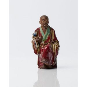 Chinese Red and Green Glazed Elderly Scholar Figure, 20th Century ...