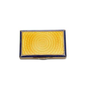 Guilloche Sterling Silver Box with Yellow and Blue Enamel - Boxes - Silver