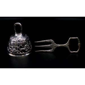 Antique Apostle Bell and Meat Fork - Bronze and ormolu - Metalware