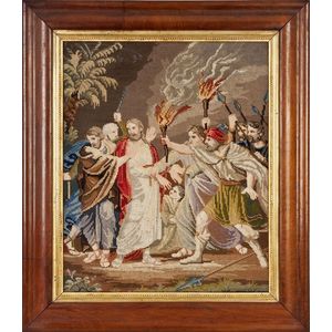 Religious Needlepoint Tapestry of Jesus and Judas, c.1870s - Embroidery ...