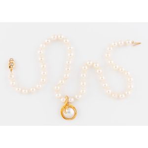14ct Gold Pearl Strand with Diamond Enhancer - Pendants/Lockets - Jewellery