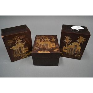 Japanese Lacquer Table Box Trio - Furniture - Oriental