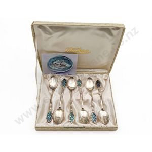 NZ Ataahua Sterling Silver Paua Shell Coffee Spoons Set - Flatware ...
