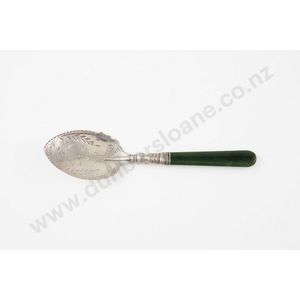 Greenstone Handled Jam Spoon with Engraved New Zealand Design ...