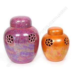 Ruskin lustre glazed potpourri jars with pierced lids - Zother - 20th ...