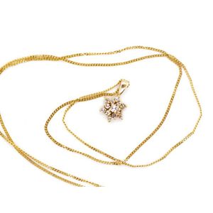 14k Diamond Cluster Pendant on 9kt Gold Chain - Pendants/Lockets ...