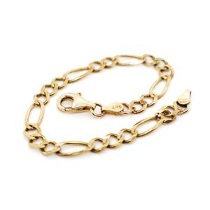 9ct Yellow Gold Figaro Chain Bracelet, 5.25g, 17cm - Bracelets/Bangles ...