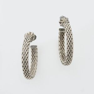 Tiffany Sterling Silver Mesh Hoop Earrings, 24mm - Earrings - Jewellery