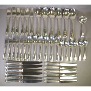 Sterling Silver Cutlery Set, Fiddle Thread and Shell Pattern - Flatware ...