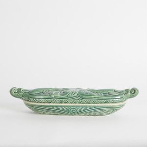 Green Glazed Hemara Hemara Ceramic Wakahuia with Moulded Detailing ...