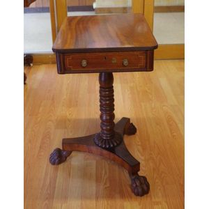 Victorian Pedestal Work Table with Inlay and Drawer - Tables - zOther ...