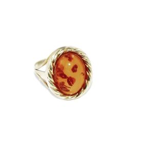 Danish 14ct Gold Amber Ring, House of Amber Stamp - Rings - Jewellery