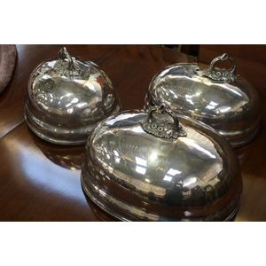 Antique silver plate meat covers, food covers, dish covers cloche ...