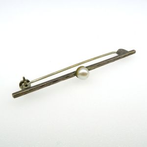 Silver Pearl Bar Brooch - Brooches - Jewellery