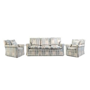 French Silk and Velvet Lounge Suite in Pale Blue Upholstery - Seating ...