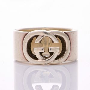 Gucci Interlocking GG 925 Silver Ring, Size Q 1/2 - Rings - Jewellery