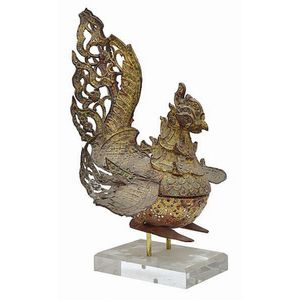 Gilded Phoenix Box on Stand with Mica Inlay - Zother - Oriental