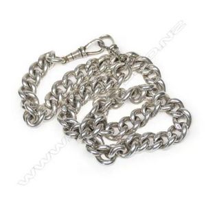 1900s Silver Curb Link Neck Chain, 90g, 37cm Length - Necklace/Chain ...
