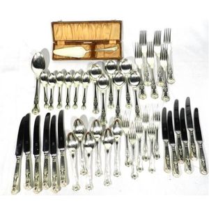 44-piece Kings pattern silver cutlery set with serving utensils ...