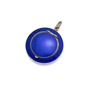 Antique Royal Blue Enamel Silver Rouge Compact Pendant - Pendants ...