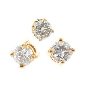 Triple Diamond Collet Earrings with Stud Pair - Earrings - Jewellery