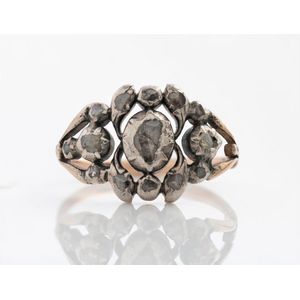 Spanish Colonial Rose Gold Diamond Cluster Ring, South American Origin ...