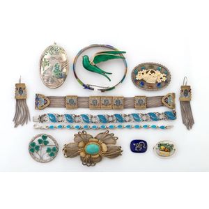 Chinese Filigree Silver, Enamel, Ivory Jewelry Collection, 20th Century ...