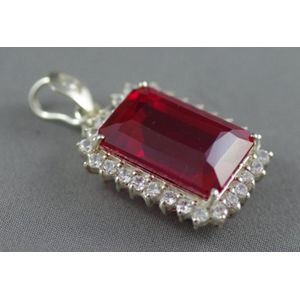 Raspberry Red Topaz Pendant with CZ Surround - Pendants/Lockets - Jewellery