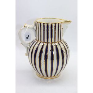 Worcester Cabbage Leaf Mask Jug - Blue and Gilt - Worcester - Ceramics