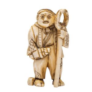 Japanese Ivory Carved Man Netsuke: Delicate Miniature Figurine Art ...