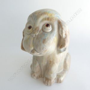 Streaky Glazed Crown Devon Dog with Glass Eyes - Crown Devon - Ceramics