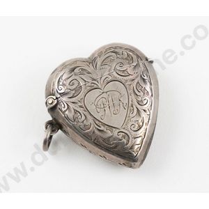 1897 Victorian Sterling Silver Heart Vesta Case from Birmingham ...