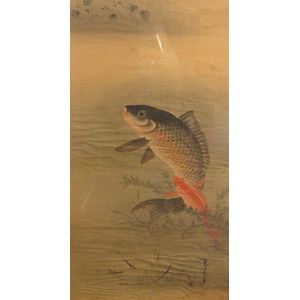 Leaping Koi on Silk - Art - Oriental