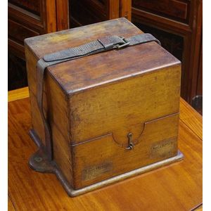Antique Leather Shoe Box with Padded Interior
