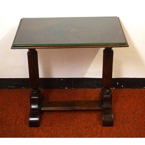 Reeded Stretcher Base Glass Top Side Table - Tables - Side and Serving ...